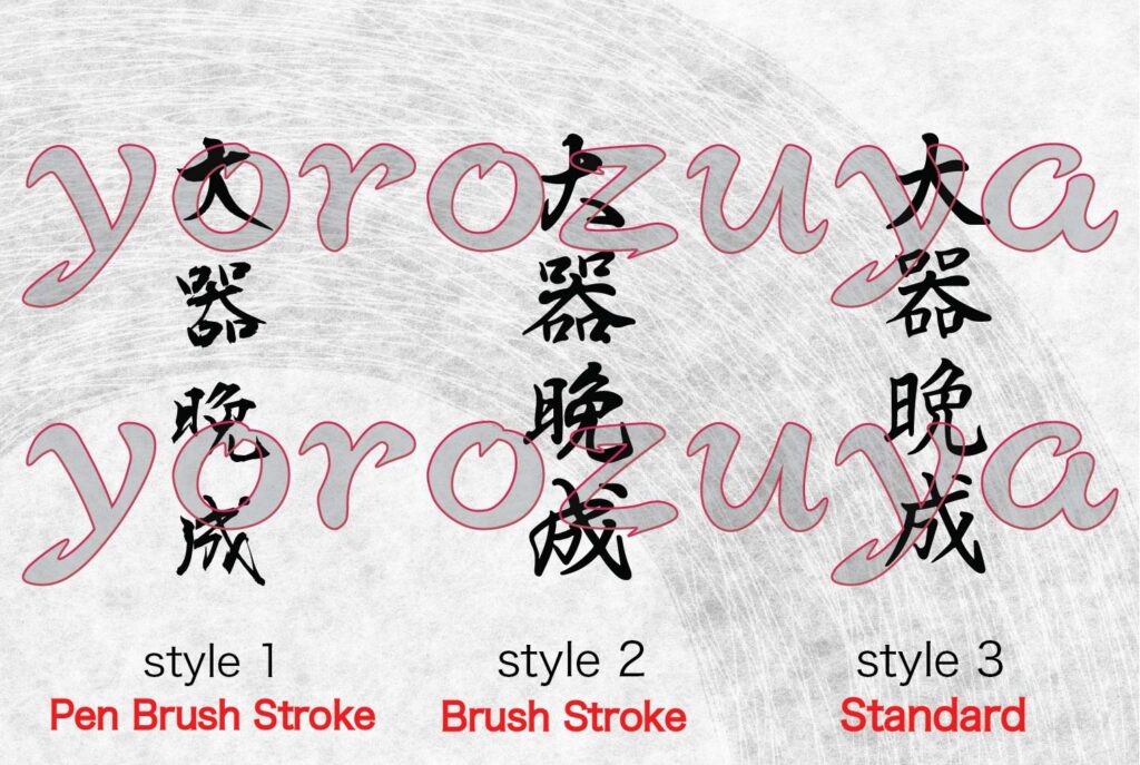 ‘Late Bloomer’ In Kanji Symbols For Japanese Letter Tattoo – Yorozuya